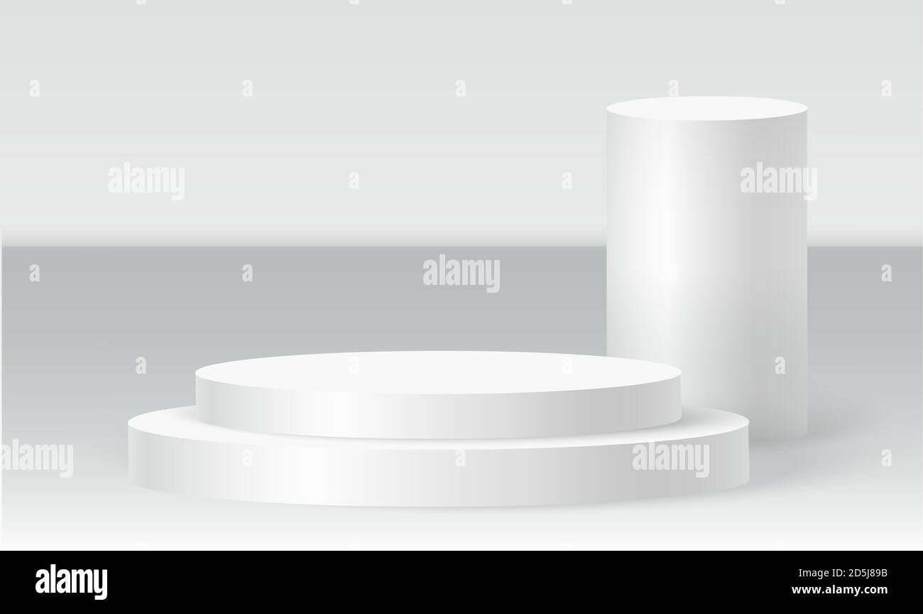 Cylinder podium scene, winner pedestal. White cylinder template for ...