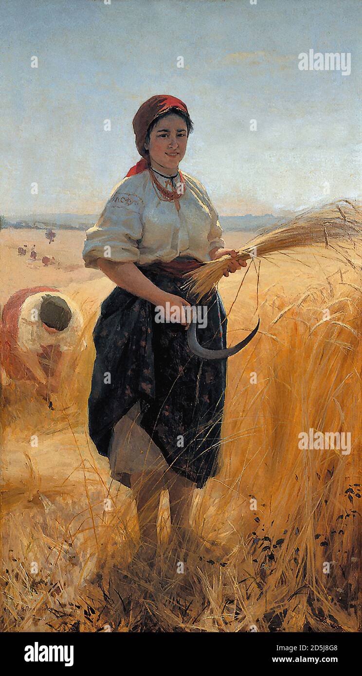 Pimonenko Nikolai - Harvester - Russian School - 19th Century Stock ...