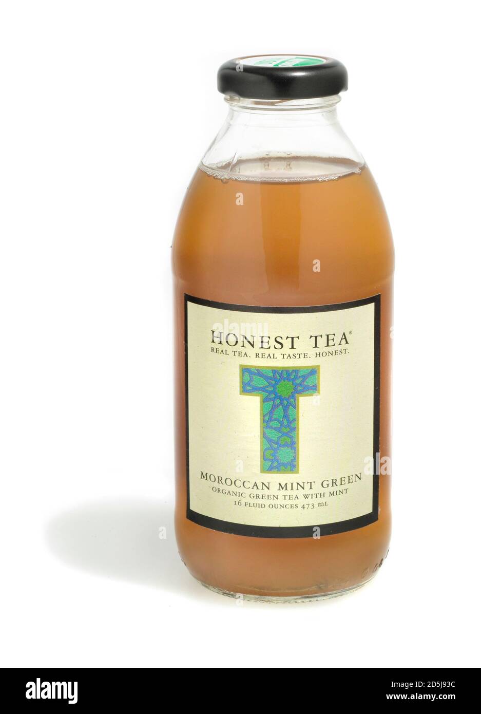 Honest tea Moroccan mint green iced tea photographed on a white ...