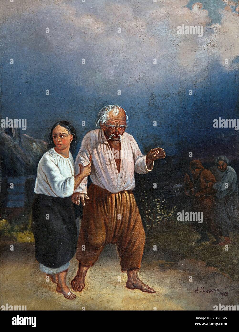 Rizzoni Alexander Antonovich - Young Girl and Blind Beggar - Russian ...