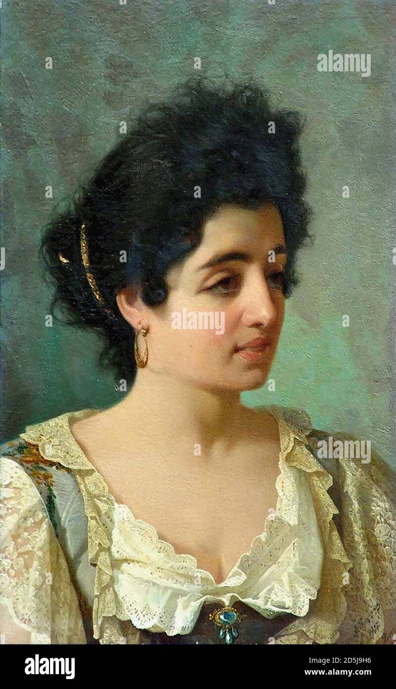 Rizzoni Alexander Antonovich - Portrait of a Girl 2 - Russian School ...