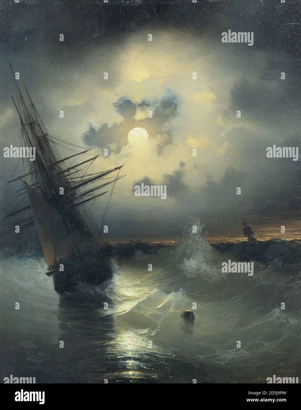 Aivazovsky Ivan Constantinovich - a Sailing Ship on a High Sea by ...