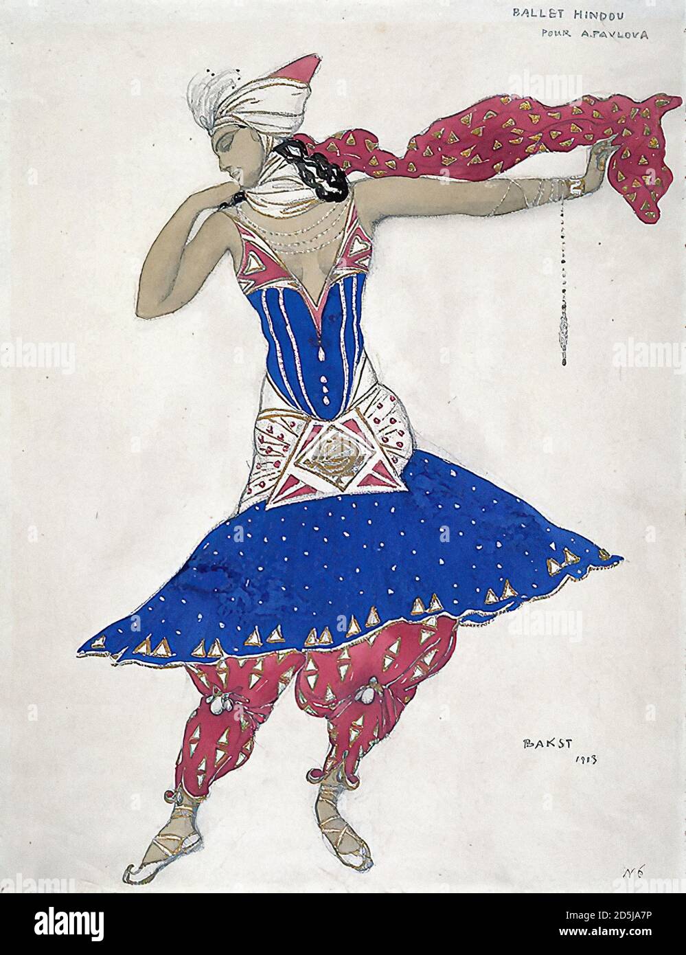 Bakst Leon - Hindu Ballet 1 - Costume Design for Anna Pavlova - Russian ...