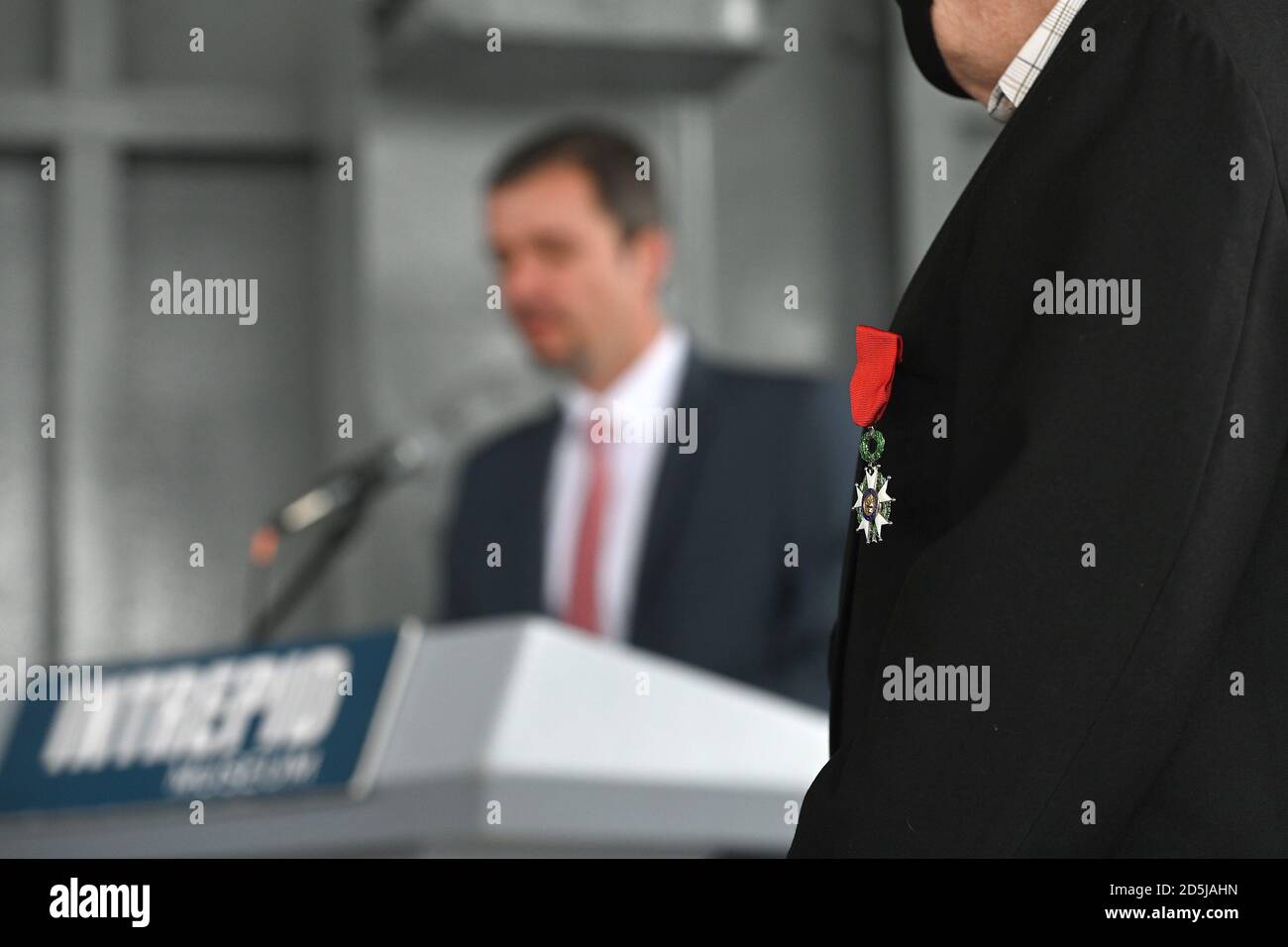 New York's French Consul General Mr. Jérémie Robert (l) speaks after ...