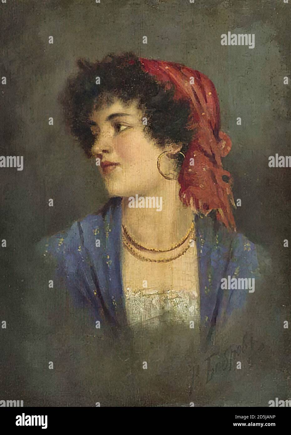 Bobrov Viktor Alexejewitsch - Portrait of a Young Woman with a Red ...