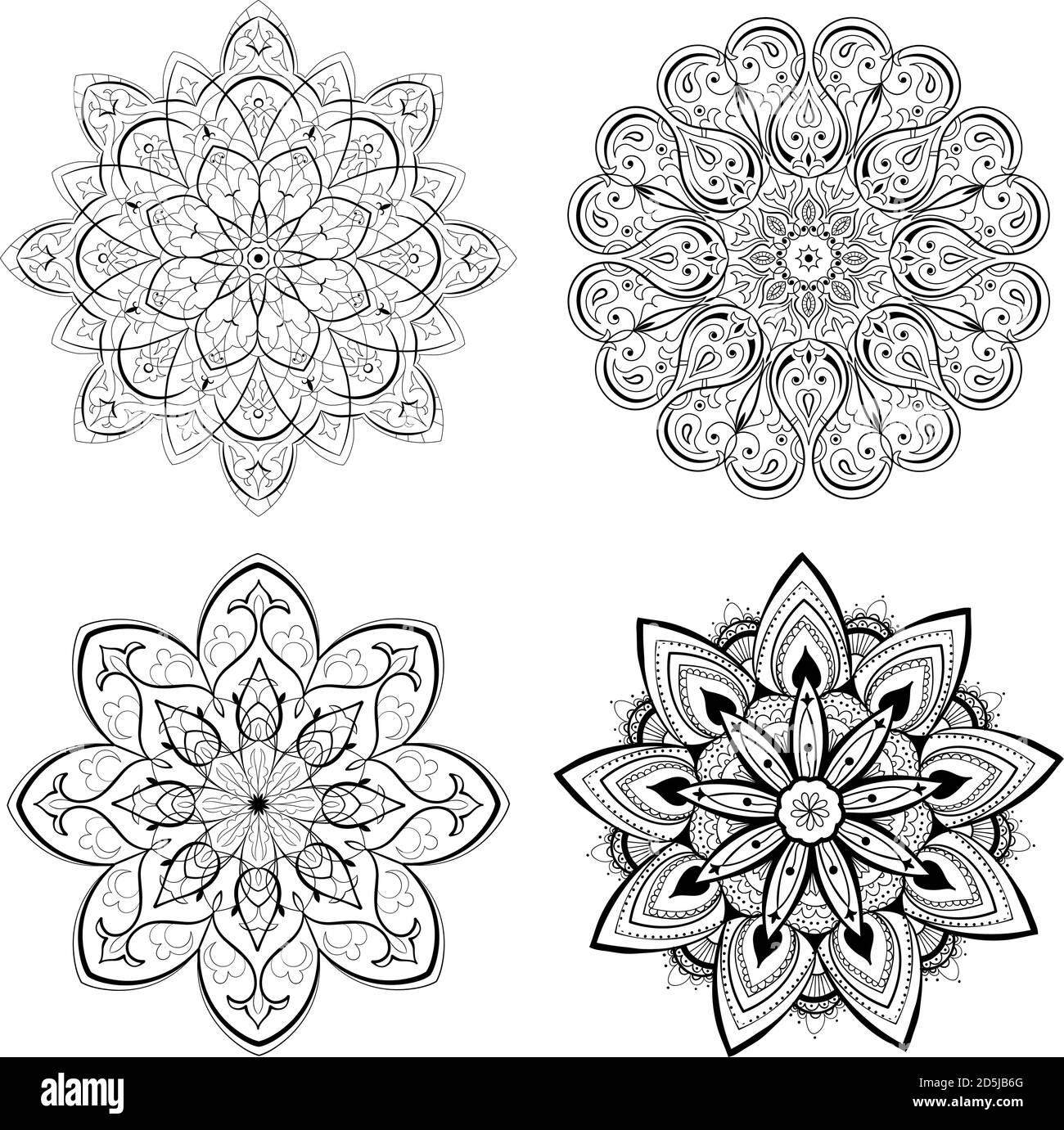 A set of beautiful mandalas and lace circles. Round gradient mandala ...