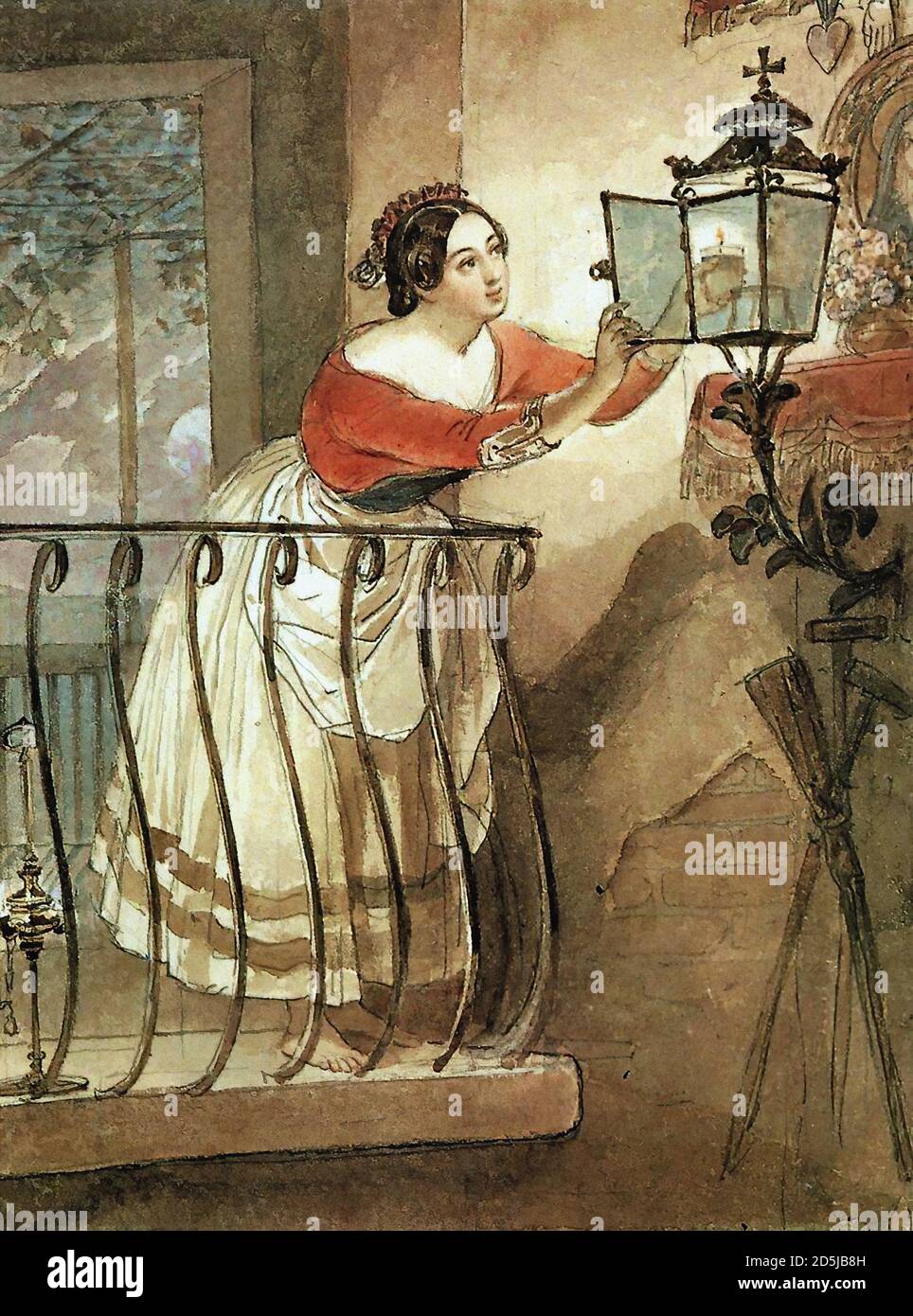 Briullov Karl - Italian Woman Lightning a Lamp Before the Image of ...