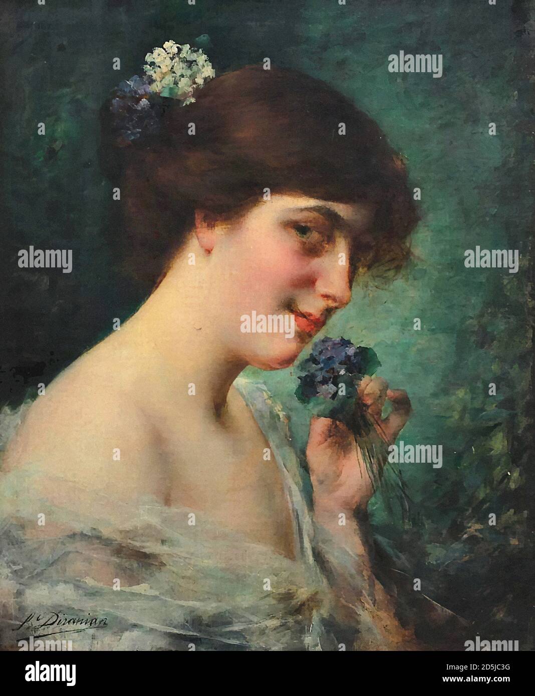 Diranian Sarkis - Elégante Au Bouquet De Violettes - Russian School ...