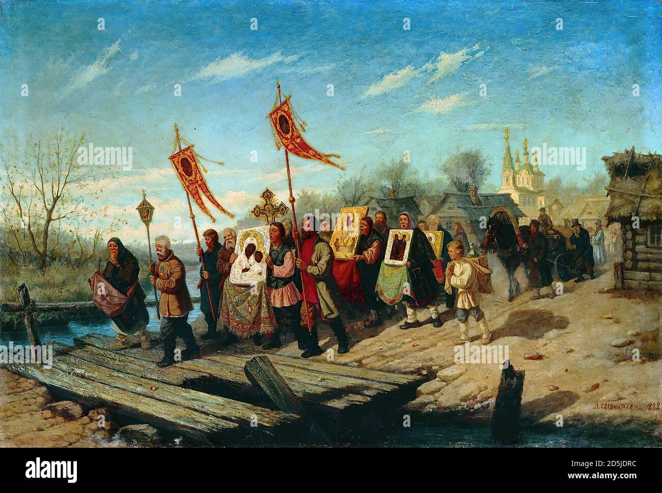 Solomatkin Leonid Ivanovich - the Procession - Russian School - 19th ...