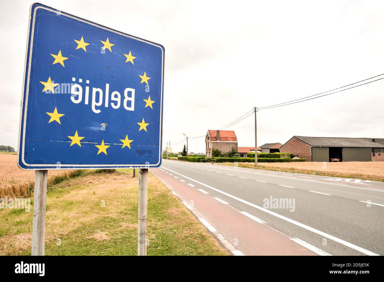Road sign indicating the border of Belgium Stock Photo - Alamy