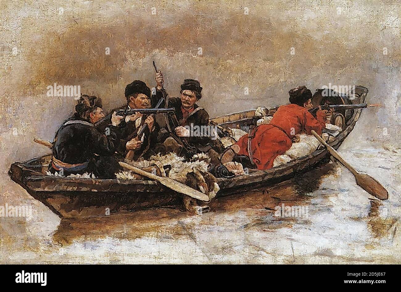 Surikov Vasily - Cossacks in a Boat - Russian School - 19th Century ...