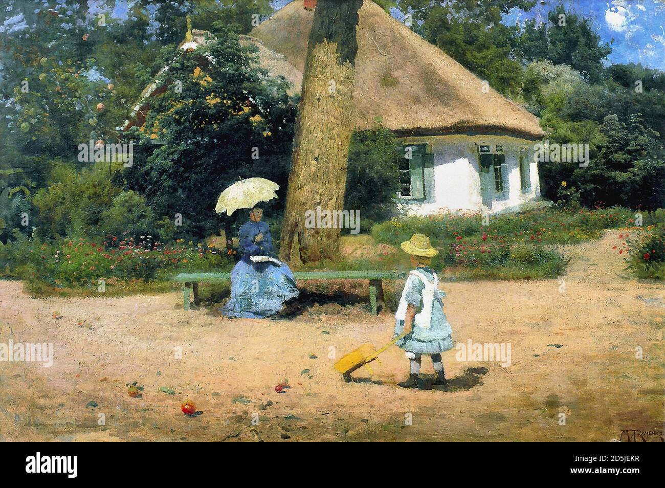 Tkachenko Mikhail Stepanovich - Family in the Garden - Russian School ...