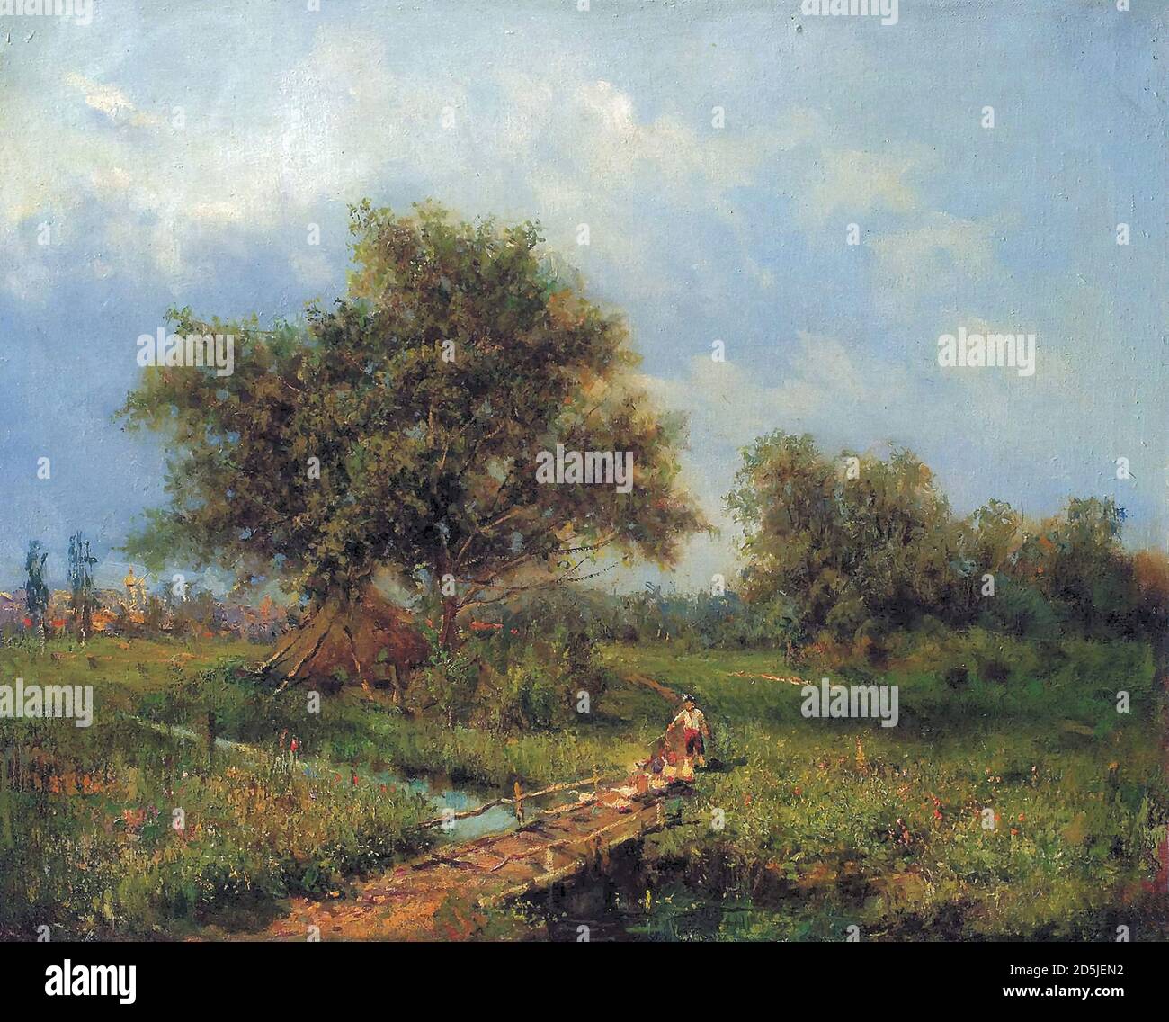 Tkachenko Mikhail Stepanovich - Landscape with a Bridge - Russian ...