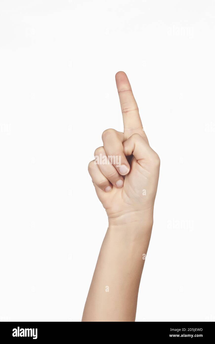 Female hand shows number one isolated on white background Stock Photo ...