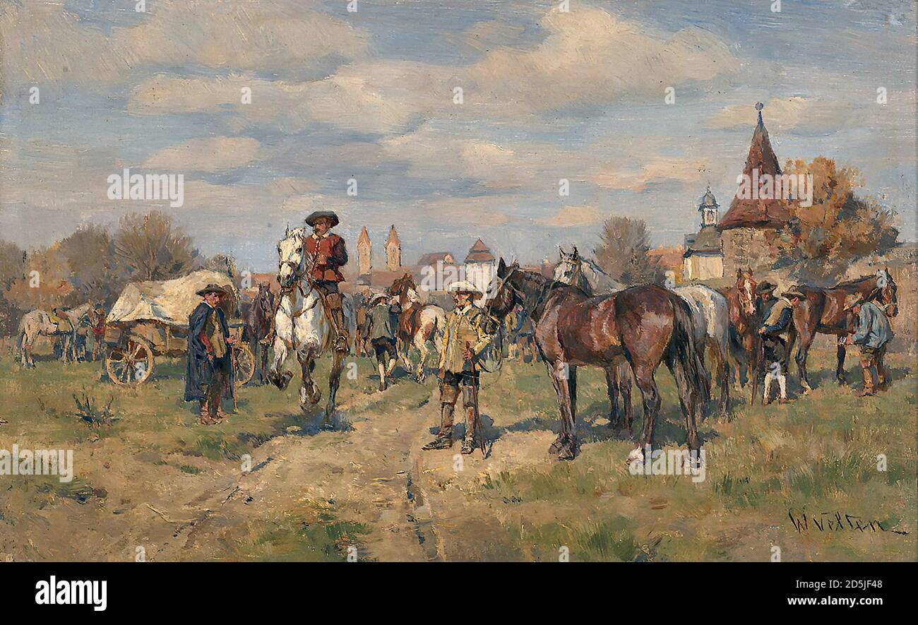 Velten Wilhelm - Horse Auction - Russian School - 19th Century Stock ...