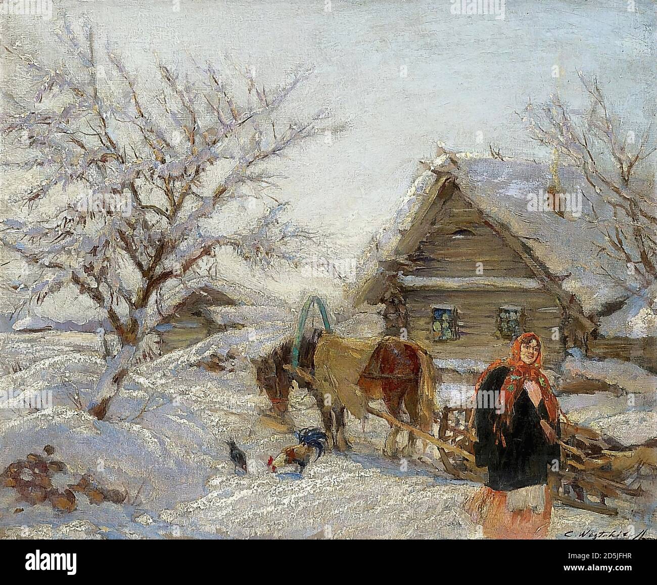 Veshchilov Constantine Alexandrovich - Village in Winter - Russian ...