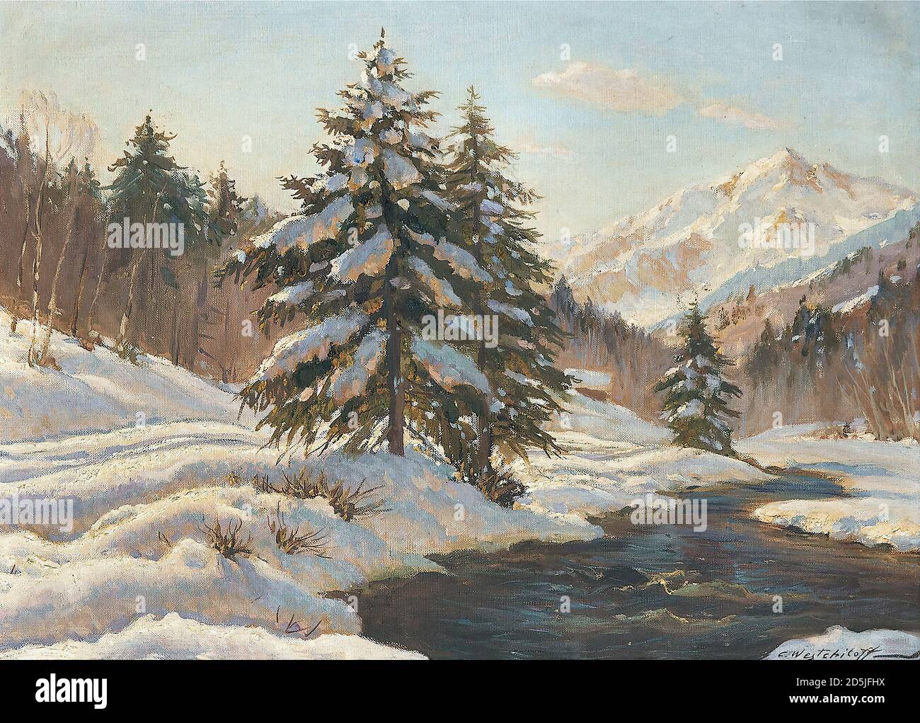 Veshchilov Constantine Alexandrovich - Winter Landscape with Creek ...