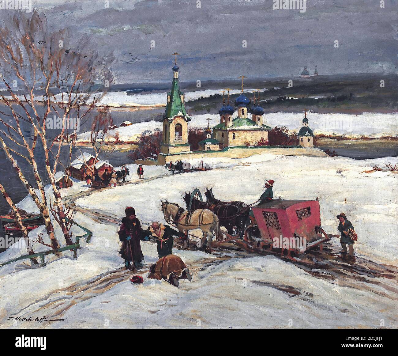 Veshchilov Constantine Alexandrovich - Village Winter Scene - Russian ...