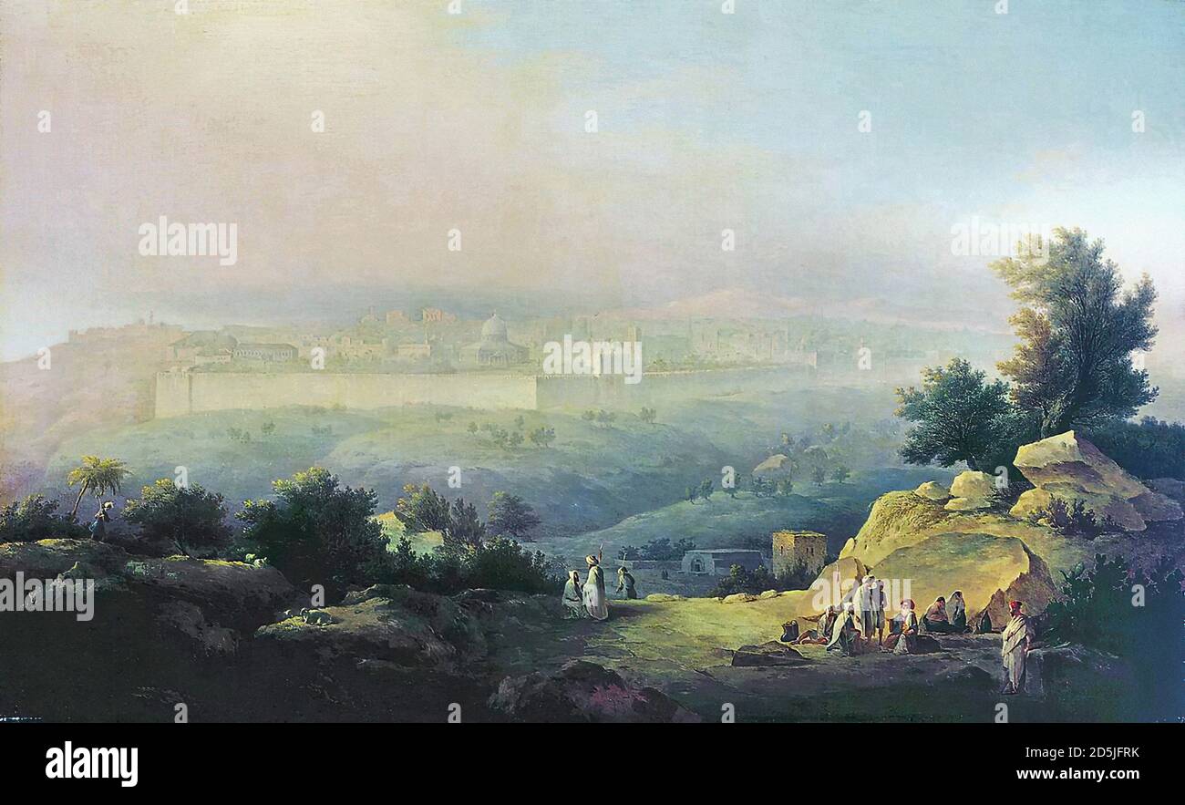 Vorobiev Maxim - View of Jerusalem - Russian School - 19th Century ...