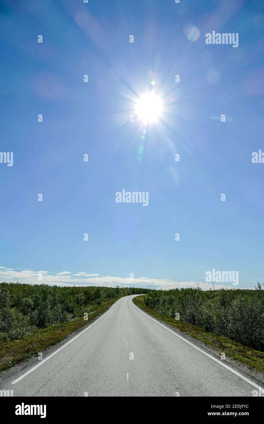 road and blue sky, in Sweden Scandinavia North Europe Stock Photo - Alamy