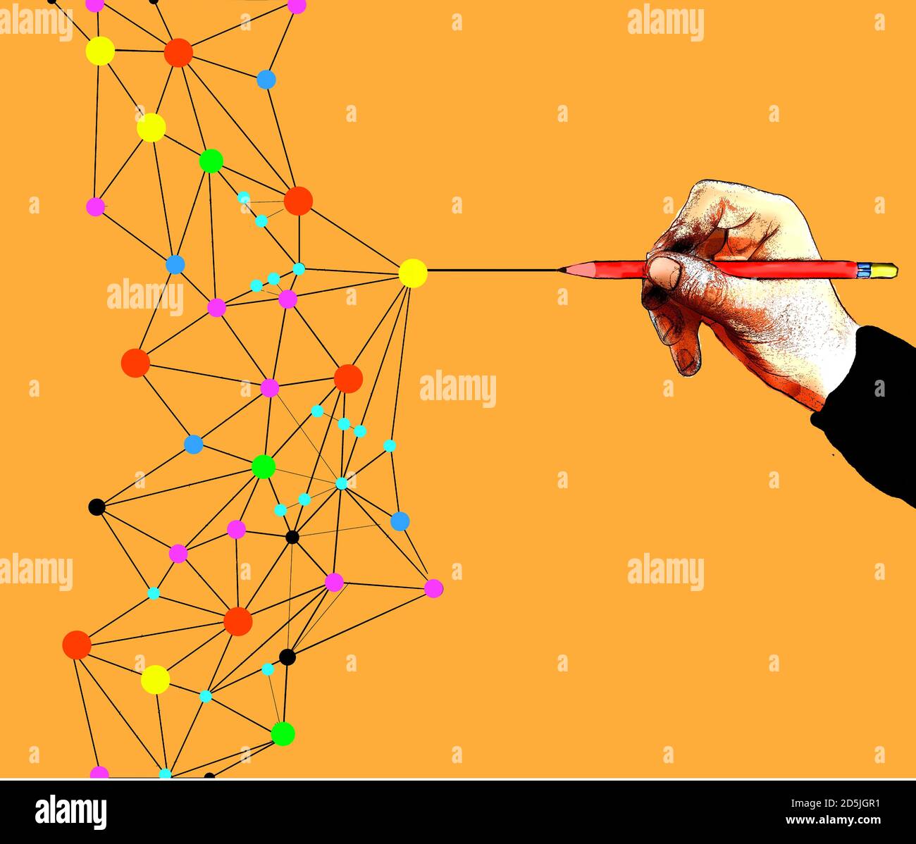 Human hand drawing a molecular structure Stock Photo - Alamy