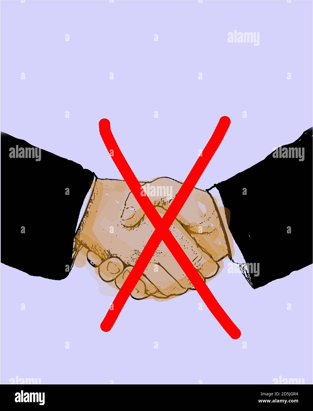 To businessmen shaking hands with a red cross over their hands Stock ...