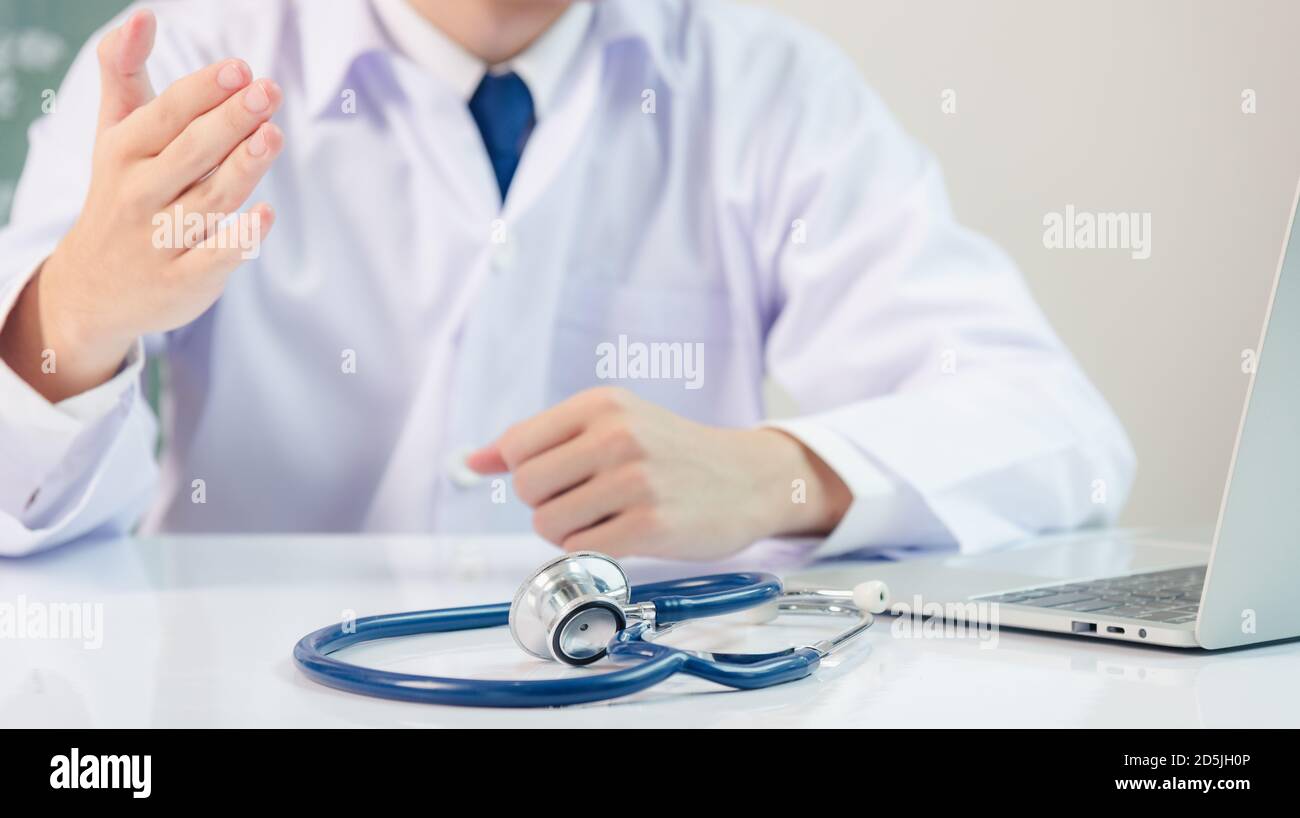 Medicine doctor's working on desk. Closeup of Stethoscope. Physician ...