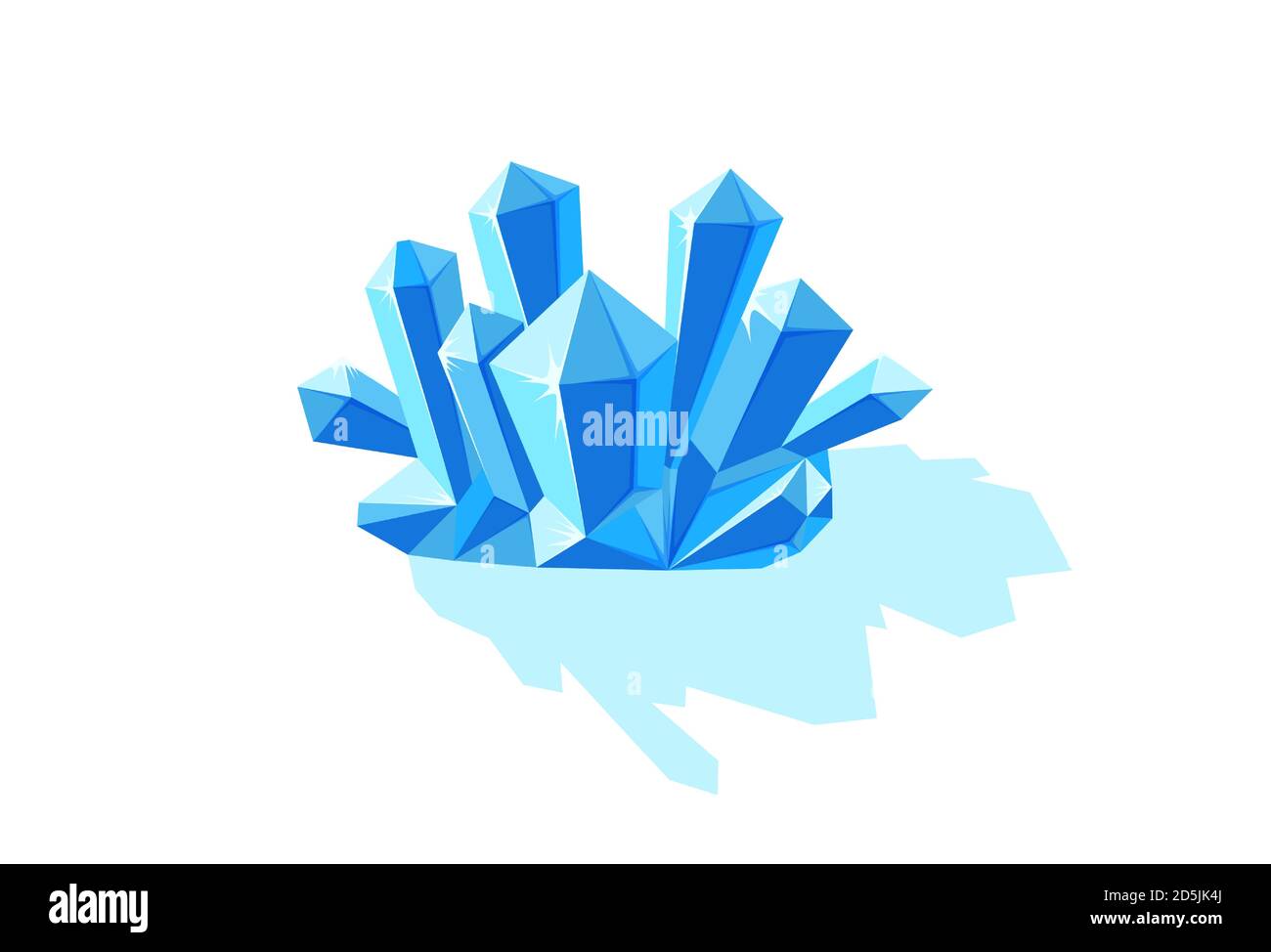 Crystals of ice with shade. Crystal druse made of blue mineral isolated ...