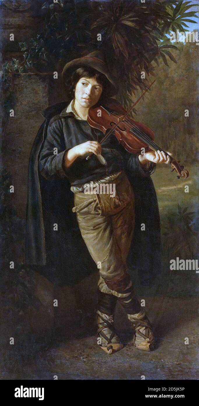 Tchistyakov Pavel - Boy Playing the Violin - Russian School - 19th ...