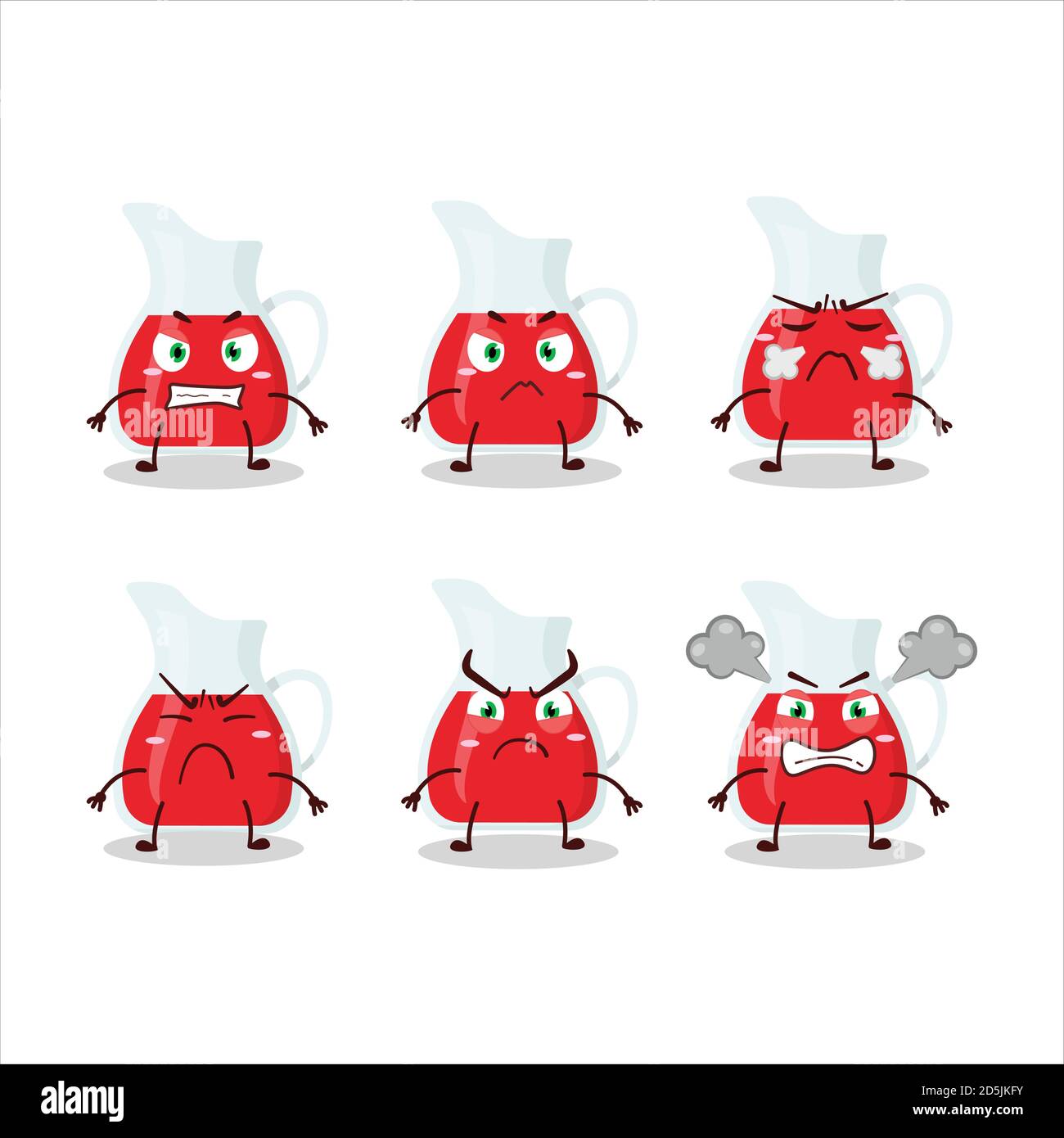 Jug of cranberry juice cartoon character with various angry expressions ...
