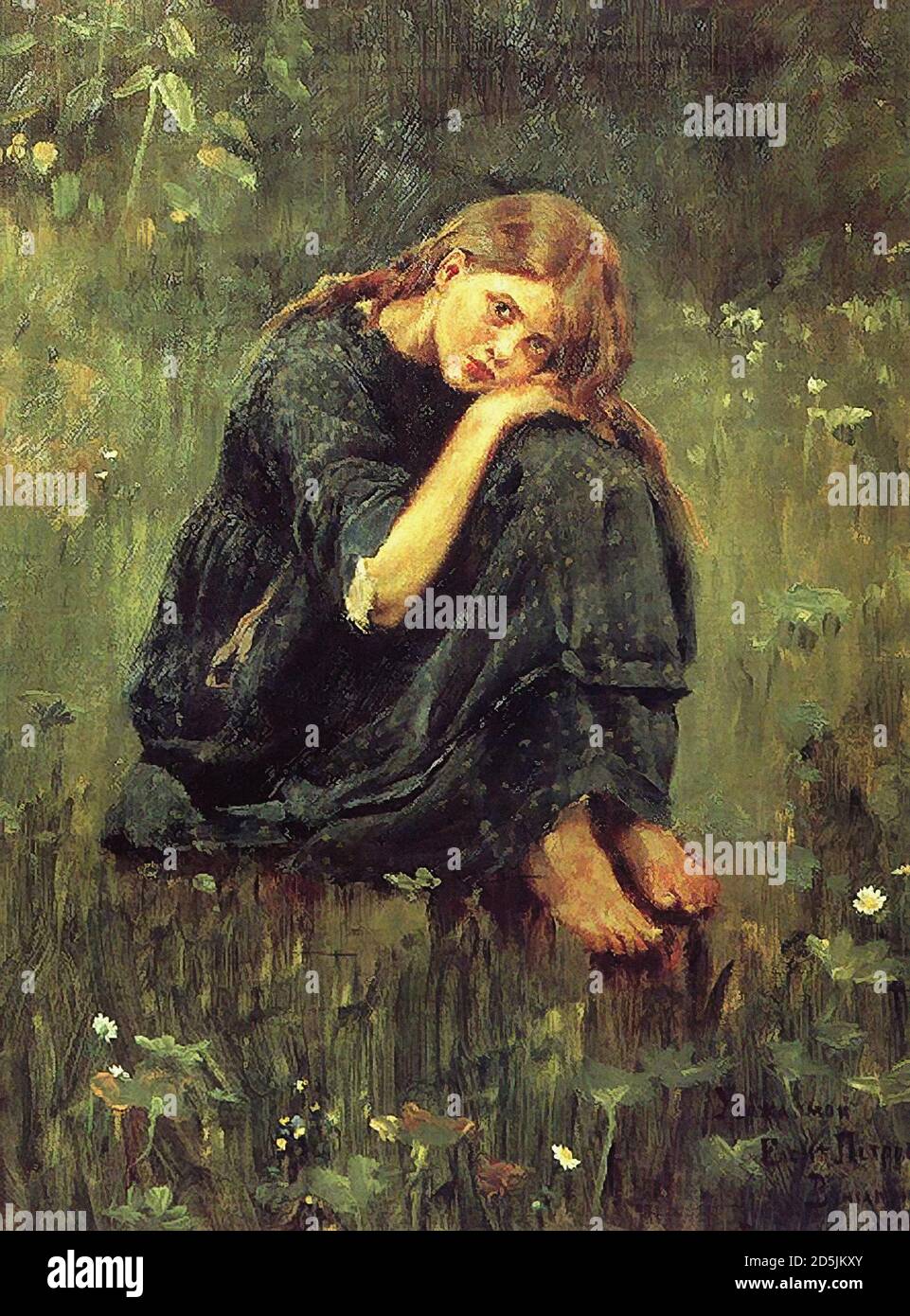 Vasnetsov Victor - Alionushka 1 (Study) - Russian School - 19th Century ...