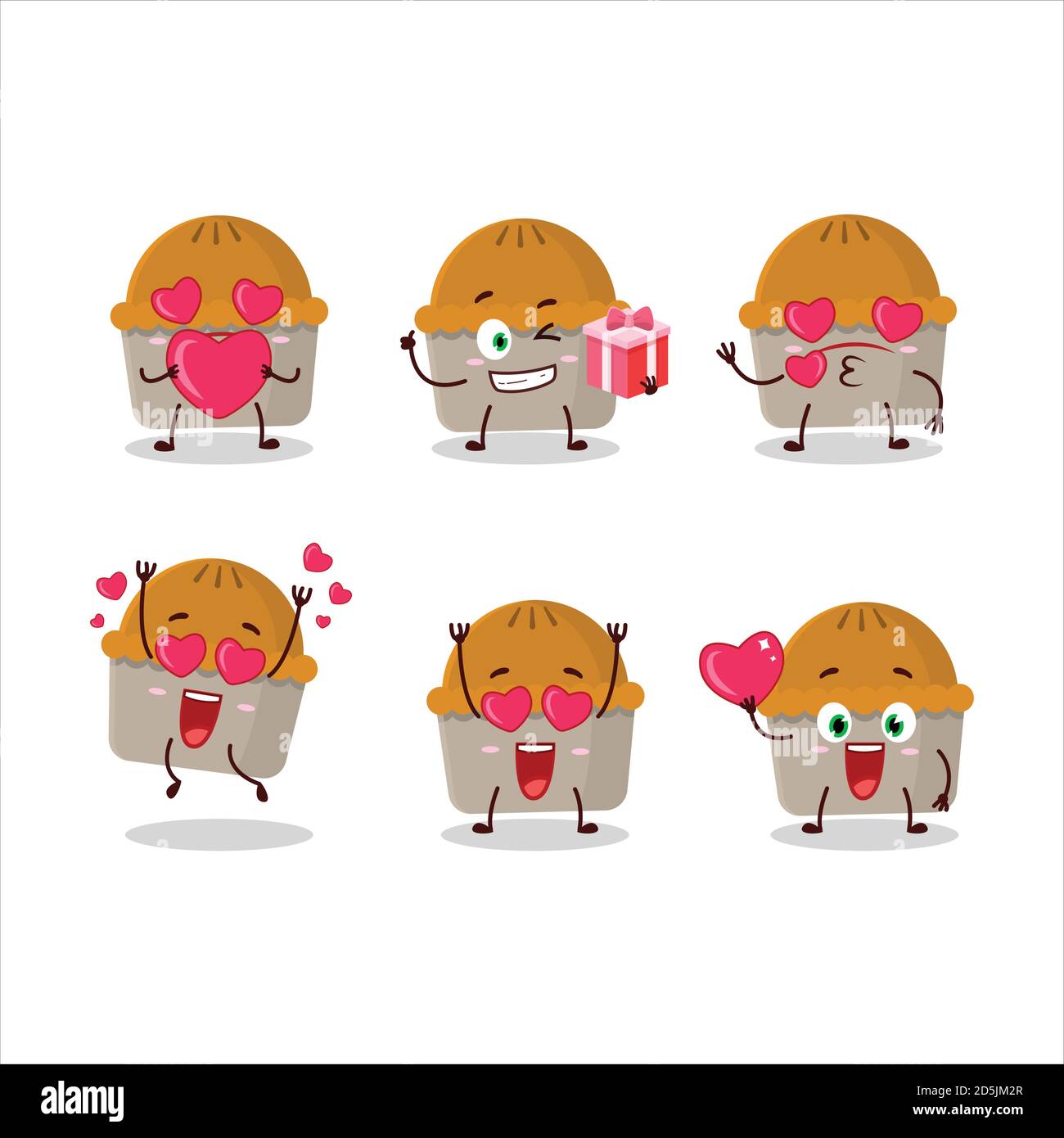 Meat pie cartoon character with love cute emoticon Stock Vector Image ...