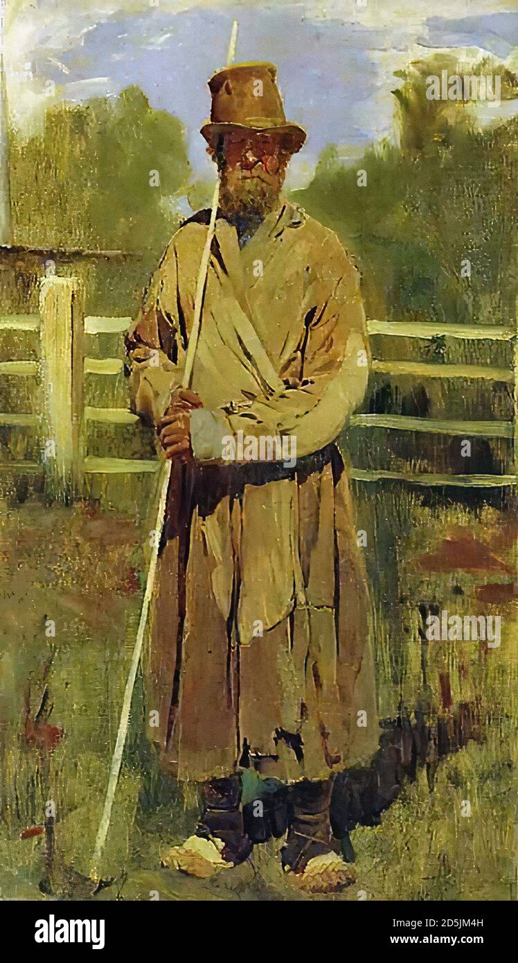 Vasnetsov Victor - Peasant with a Pole - Russian School - 19th Century ...