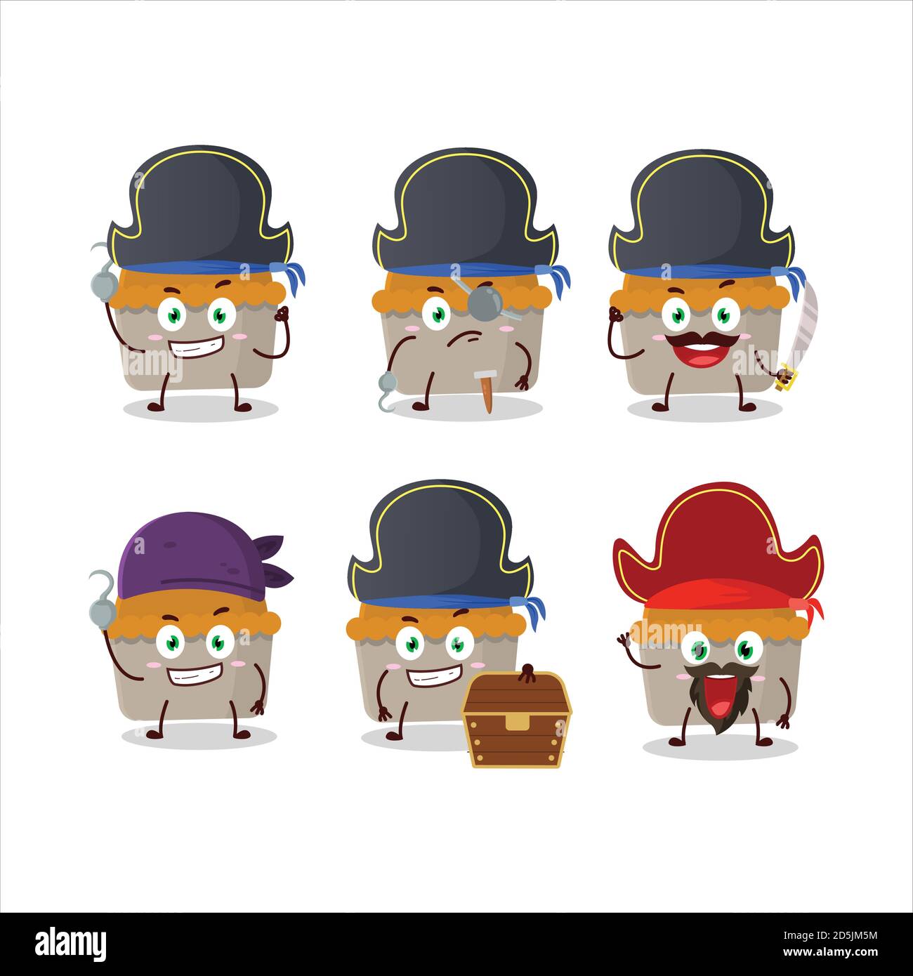 Cartoon character of meat pie with various pirates emoticons Stock ...