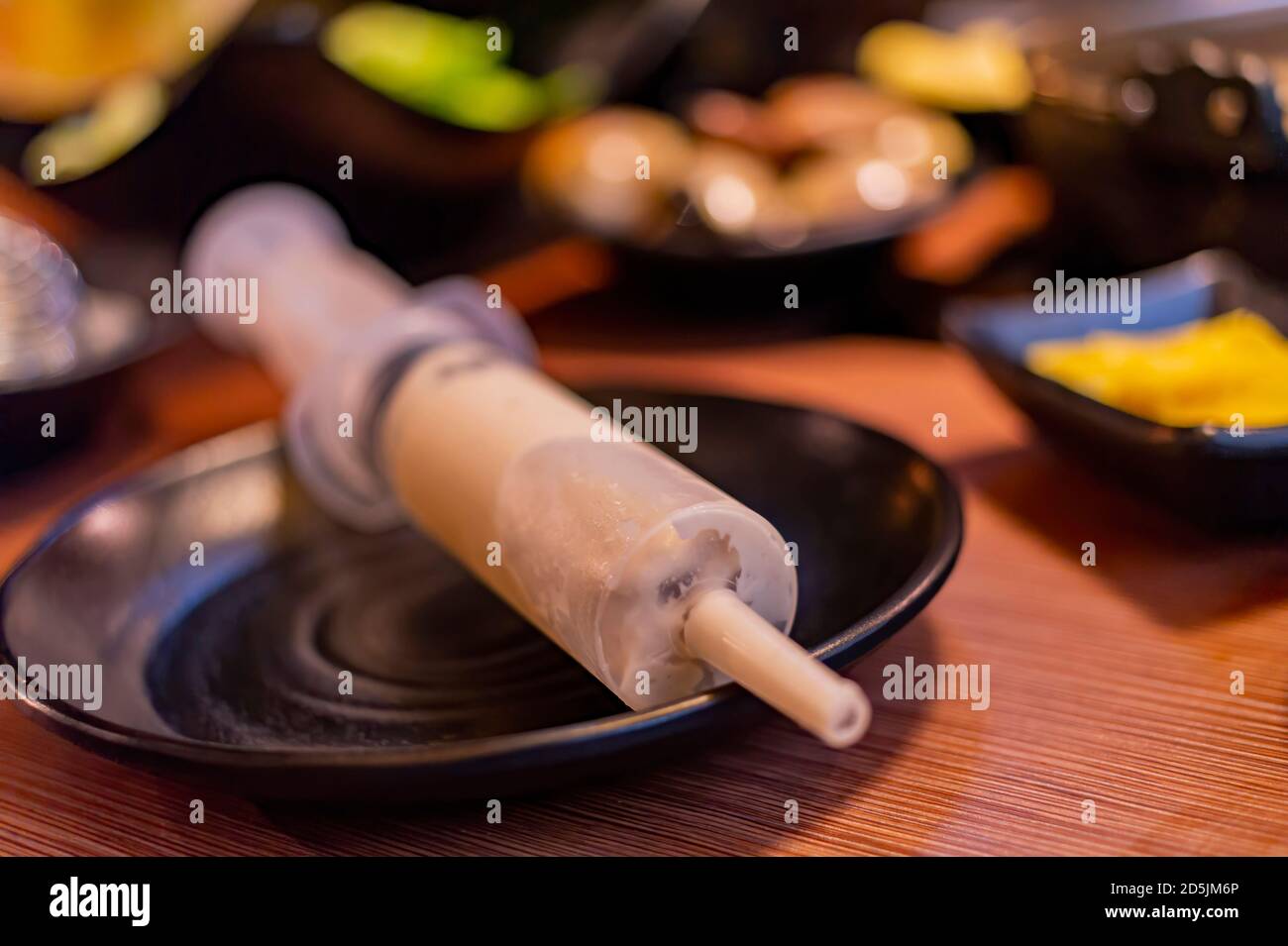Close up shot of raw fish paste at Taipei, Taiwan Stock Photo - Alamy
