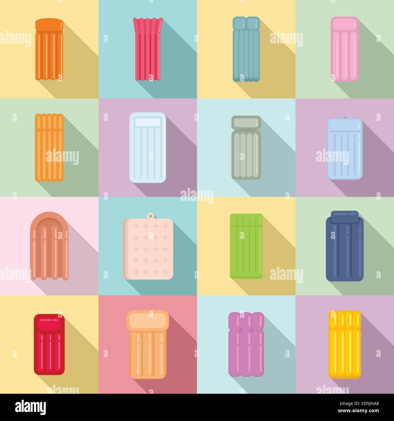 Inflatable mattress icons set. Flat set of inflatable mattress vector ... Inflatable mattress icons set. Flat set of inflatable mattress vector ...