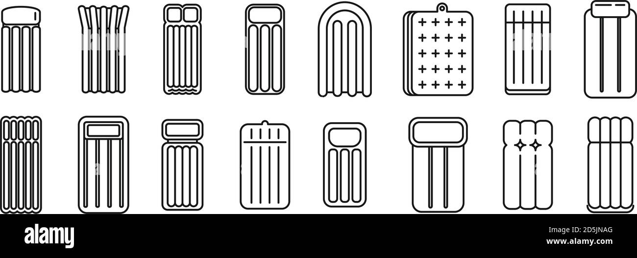 Relax inflatable mattress icons set. Outline set of relax inflatable ... Relax inflatable mattress icons set. Outline set of relax inflatable ...