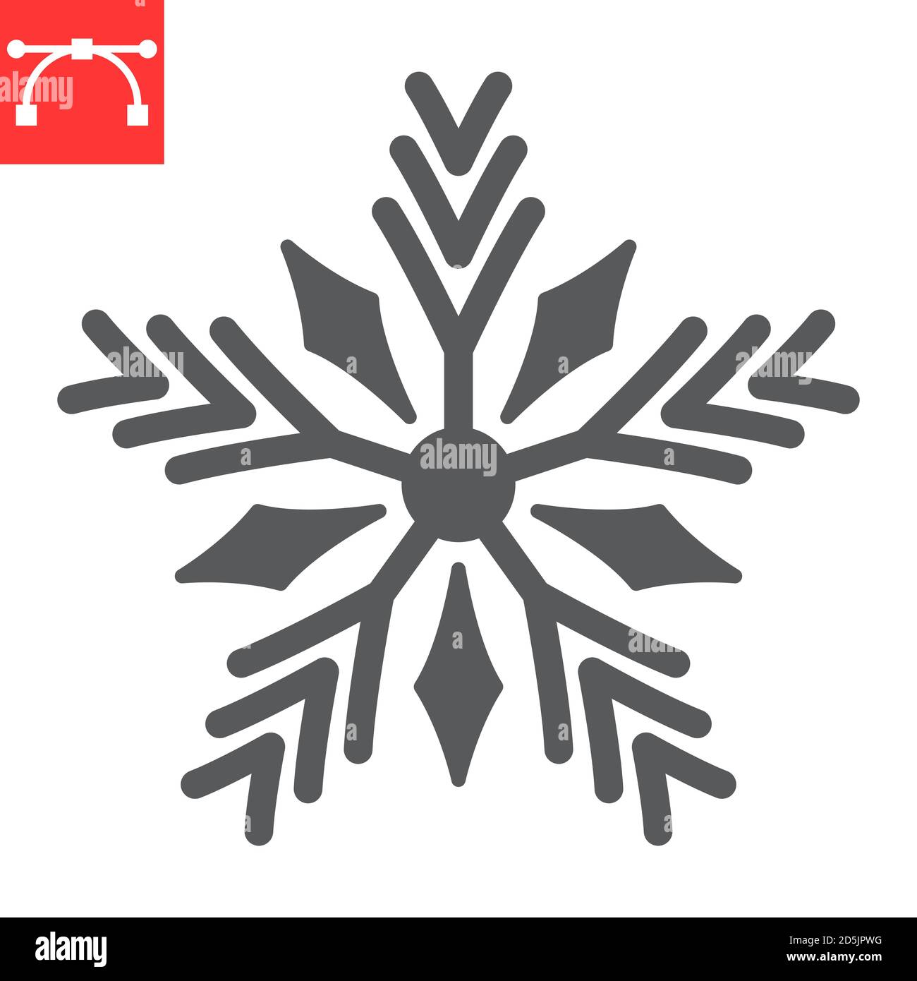 Snowflake glyph icon, merry christmas and frost, snow sign vector ...