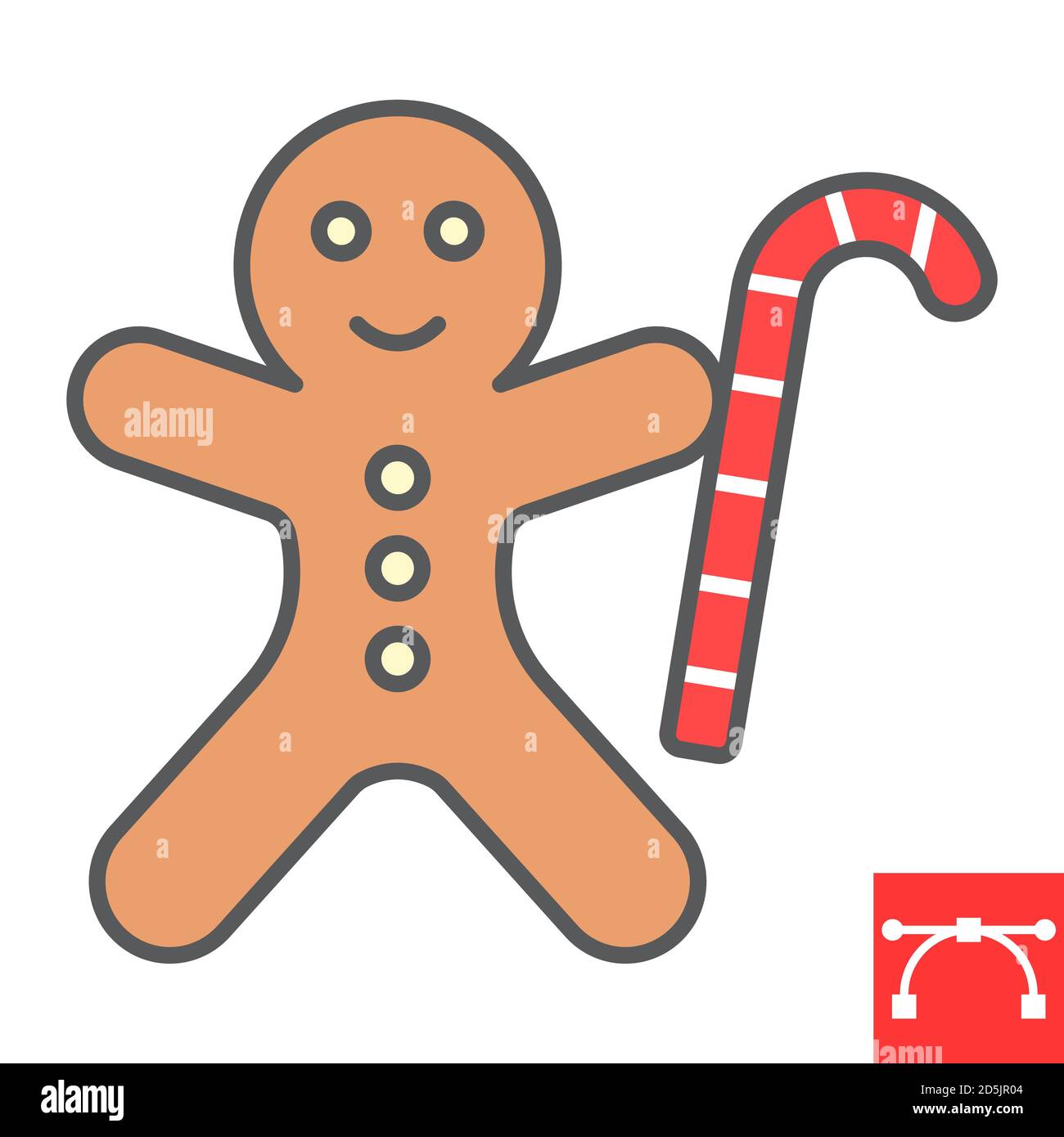 Gingerbread man color line icon, merry christmas and cookie ...