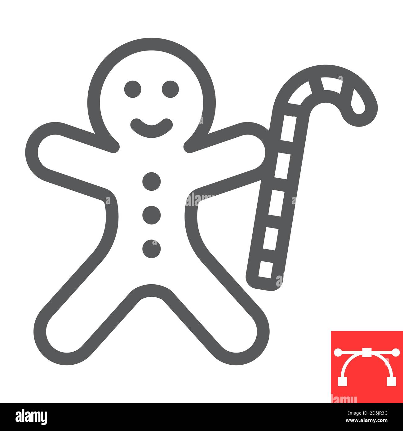 Gingerbread man line icon, merry christmas and cookie, gingerbread man ...