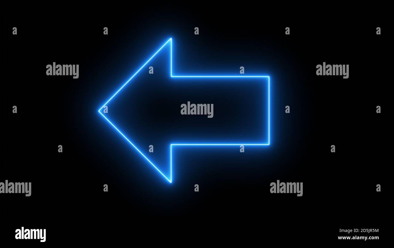 Blue neon arrow on a black background Stock Photo - Alamy