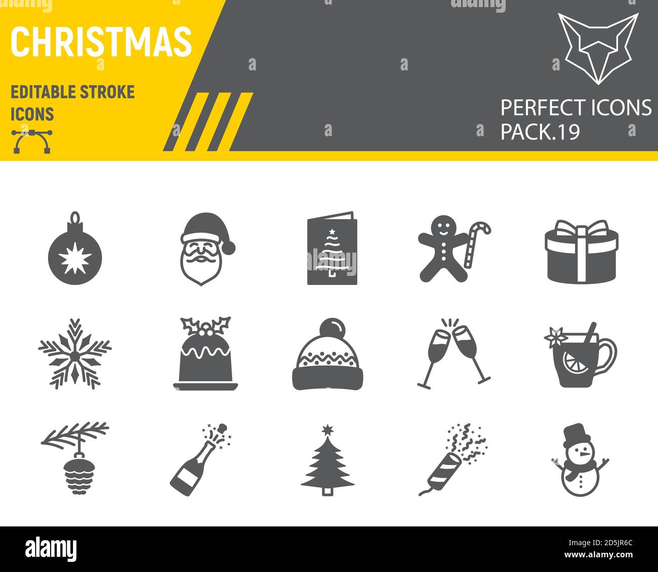Christmas line icon set, happy new year collection, vector sketches ...