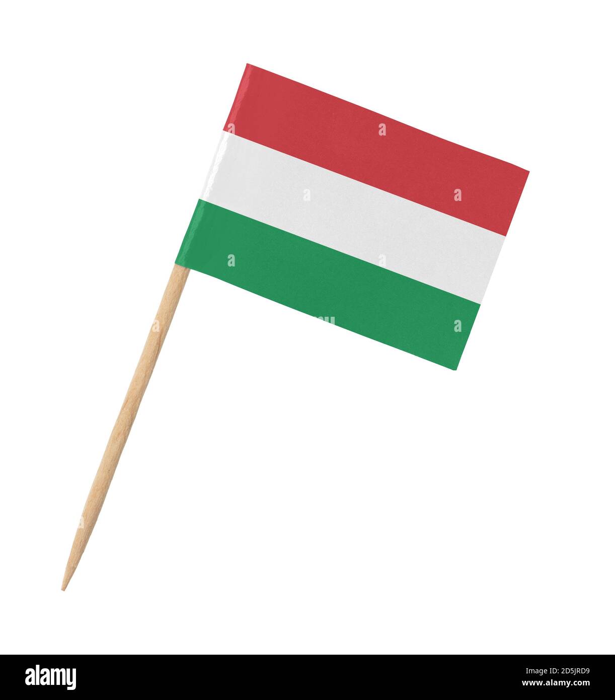 Small paper flag of Hungary on wooden stick, isolated on white Stock ...