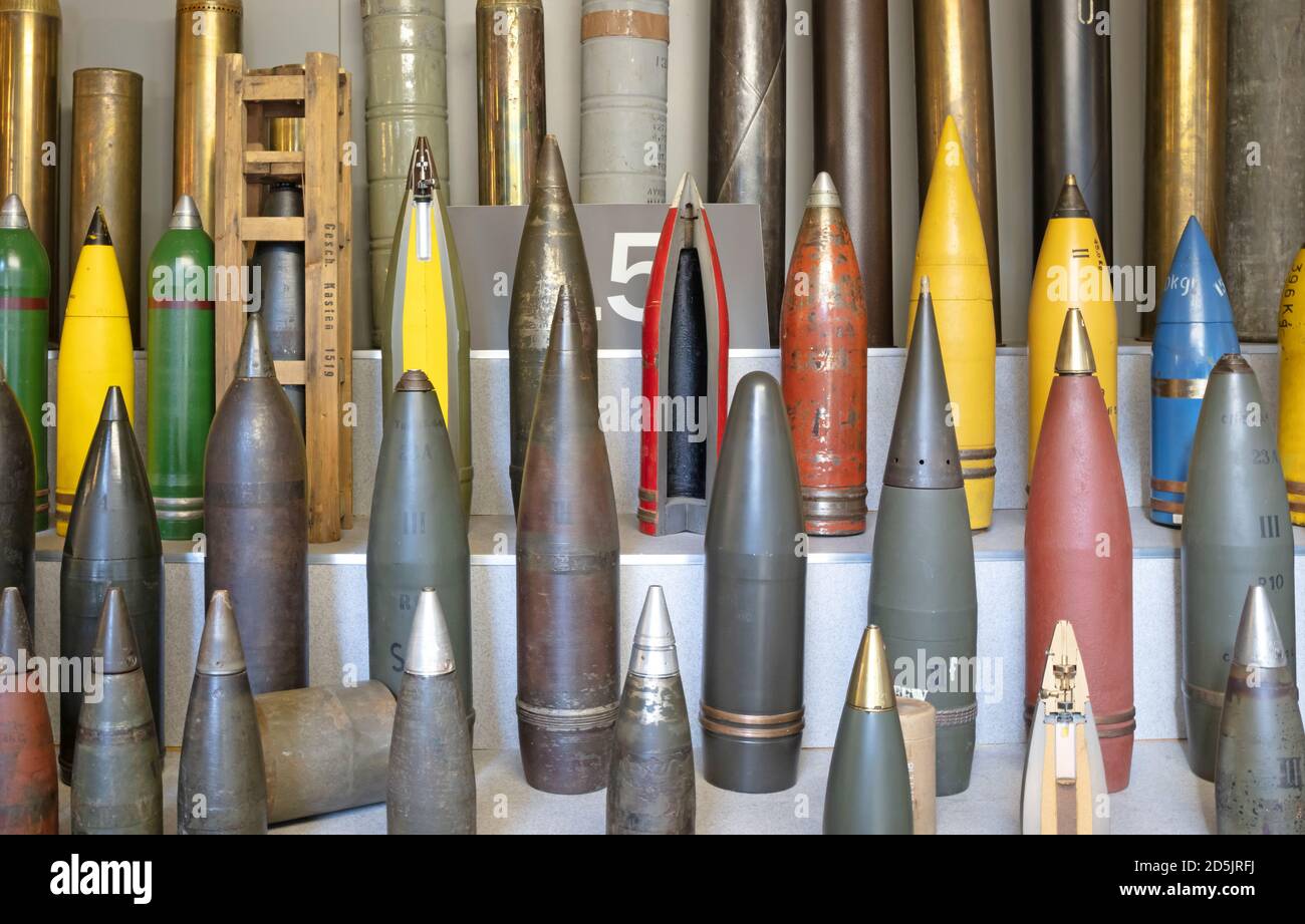 Overloon, the Netherlands on july 30, 2020: Collection of old artillery ...