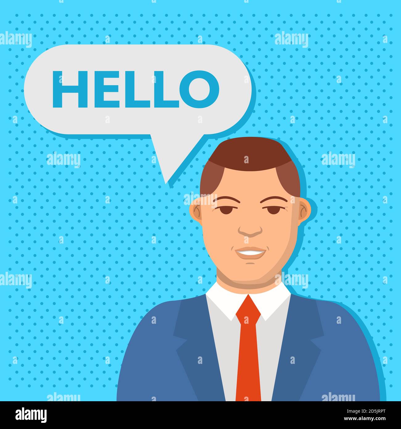 Speech bubble. Chatbot concept. Businessman speaks hello Stock Vector ...