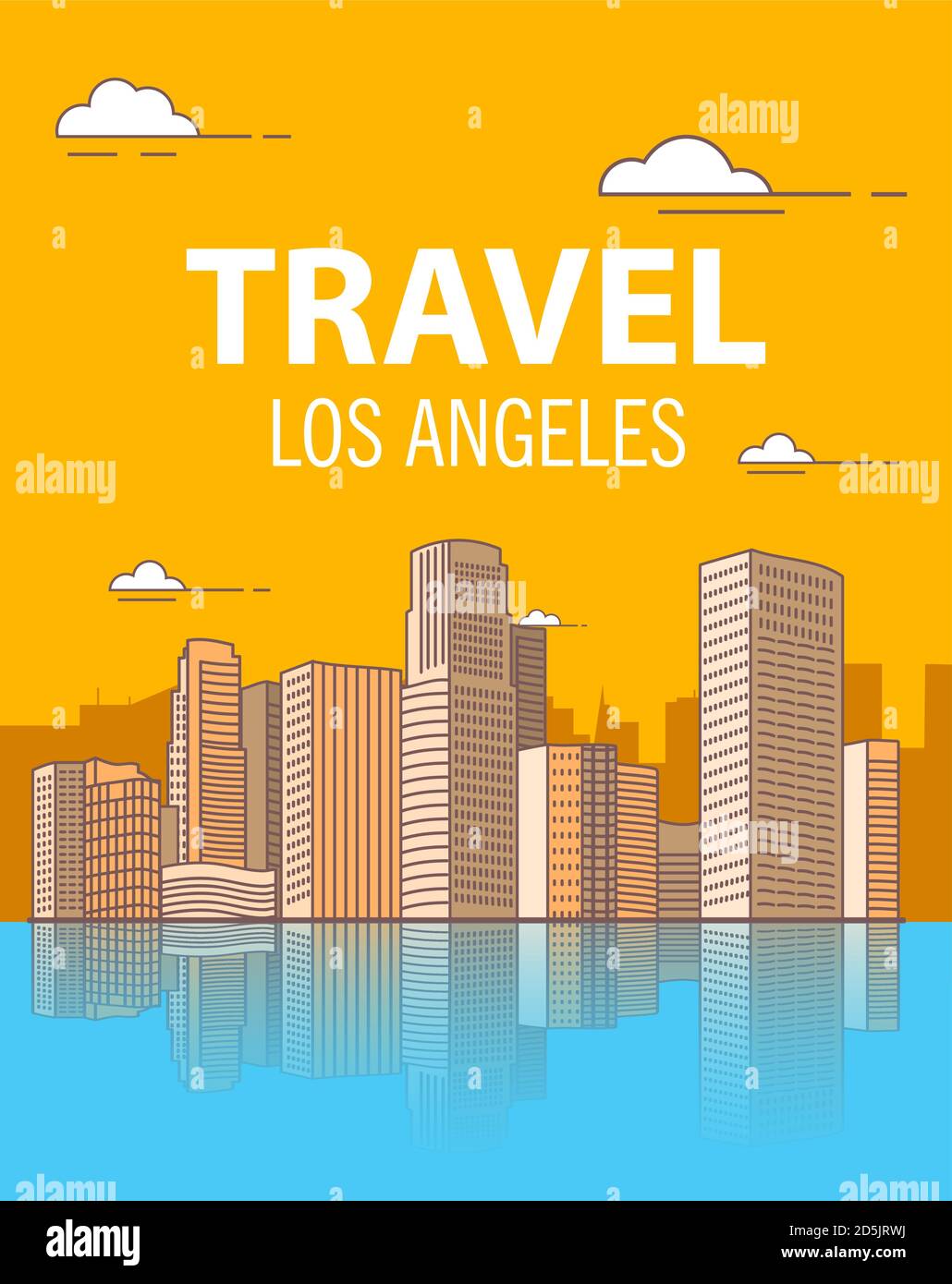 Los angeles downtown buildings skyscrapers.Coastal city. A poster for ...
