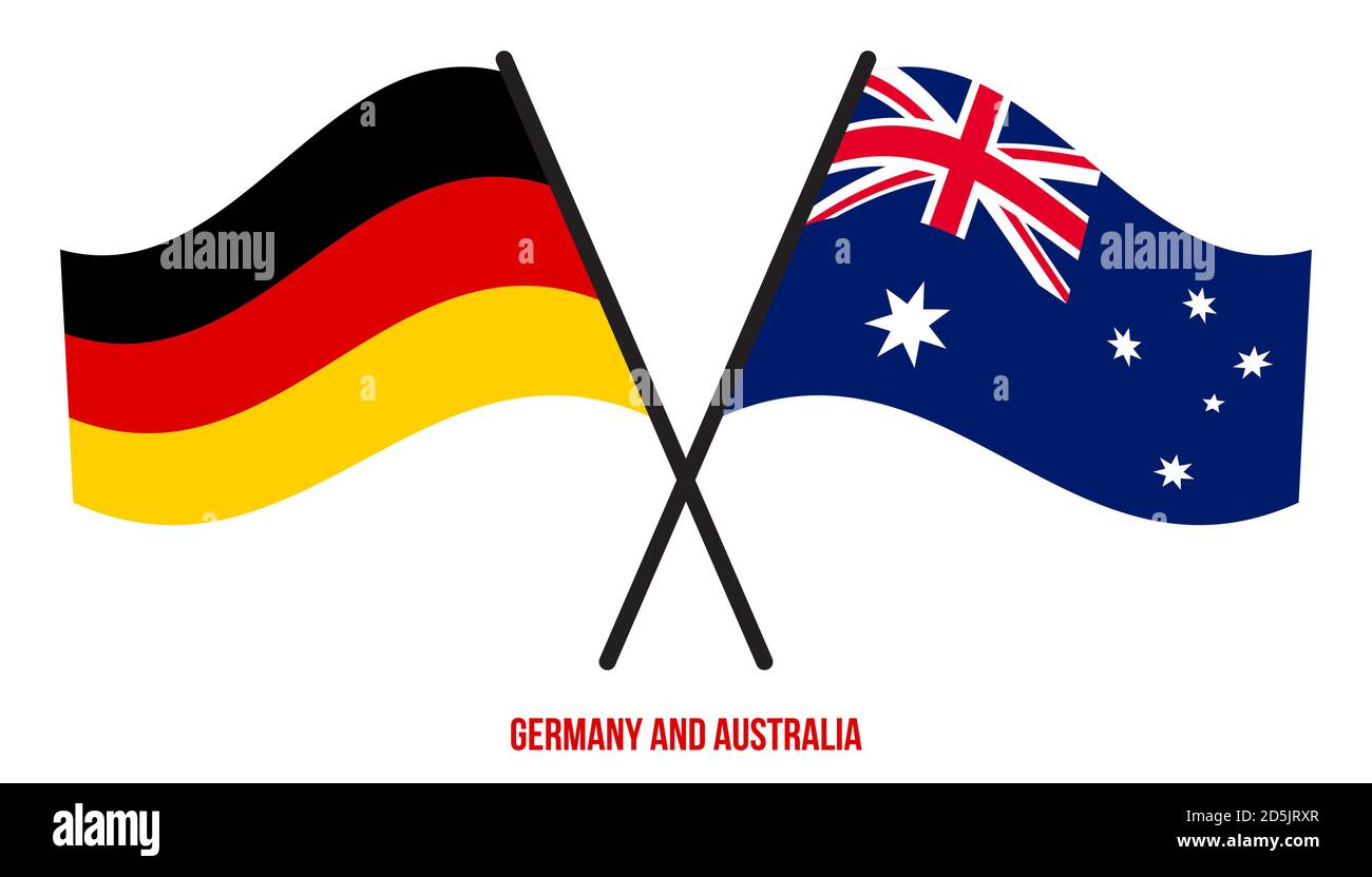 Germany and Australia Flags Crossed And Waving Flat Style. Official ...