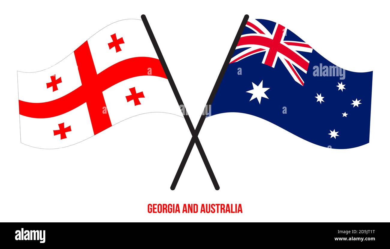 Georgia and Australia Flags Crossed And Waving Flat Style. Official ...