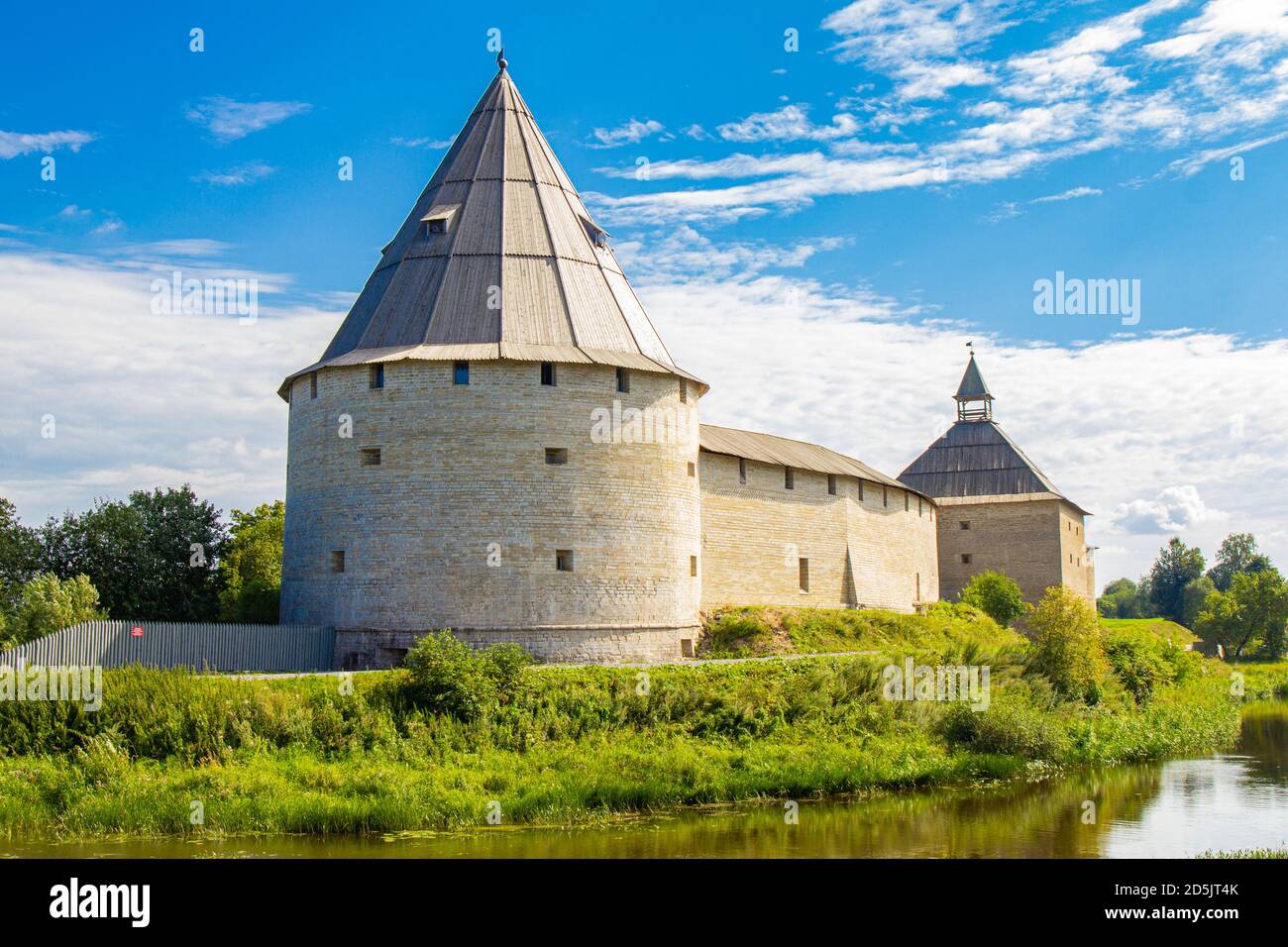 Aerial panoramic view of famous medieval fortress in Staraya Ladoga at ...