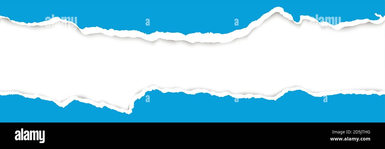 upper and lower part of ripped open paper colored blue Stock Vector ...